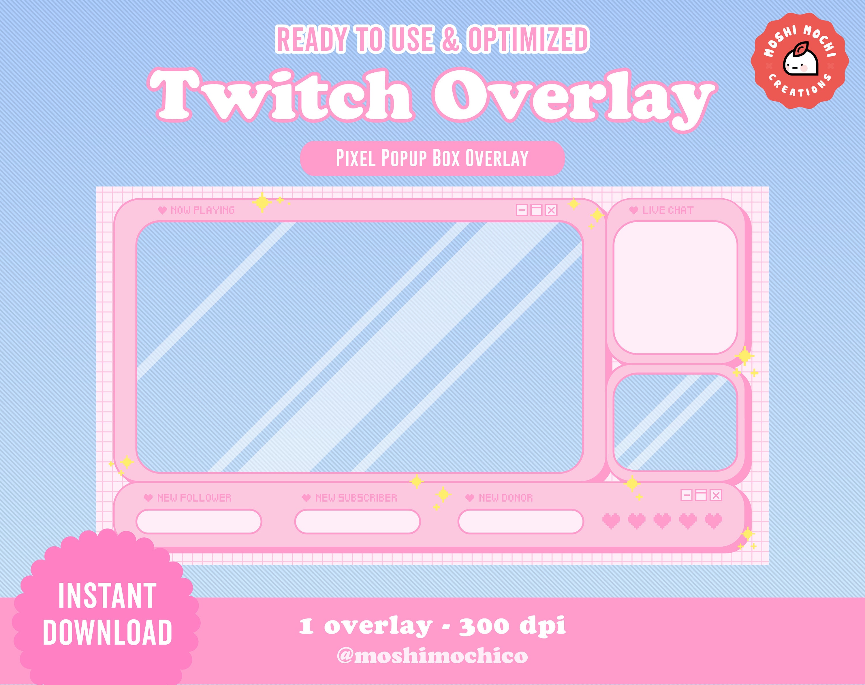 Twitch Cute Pink Pixel Pop up Box Overlay / Streamer Graphics / Kawaii ...