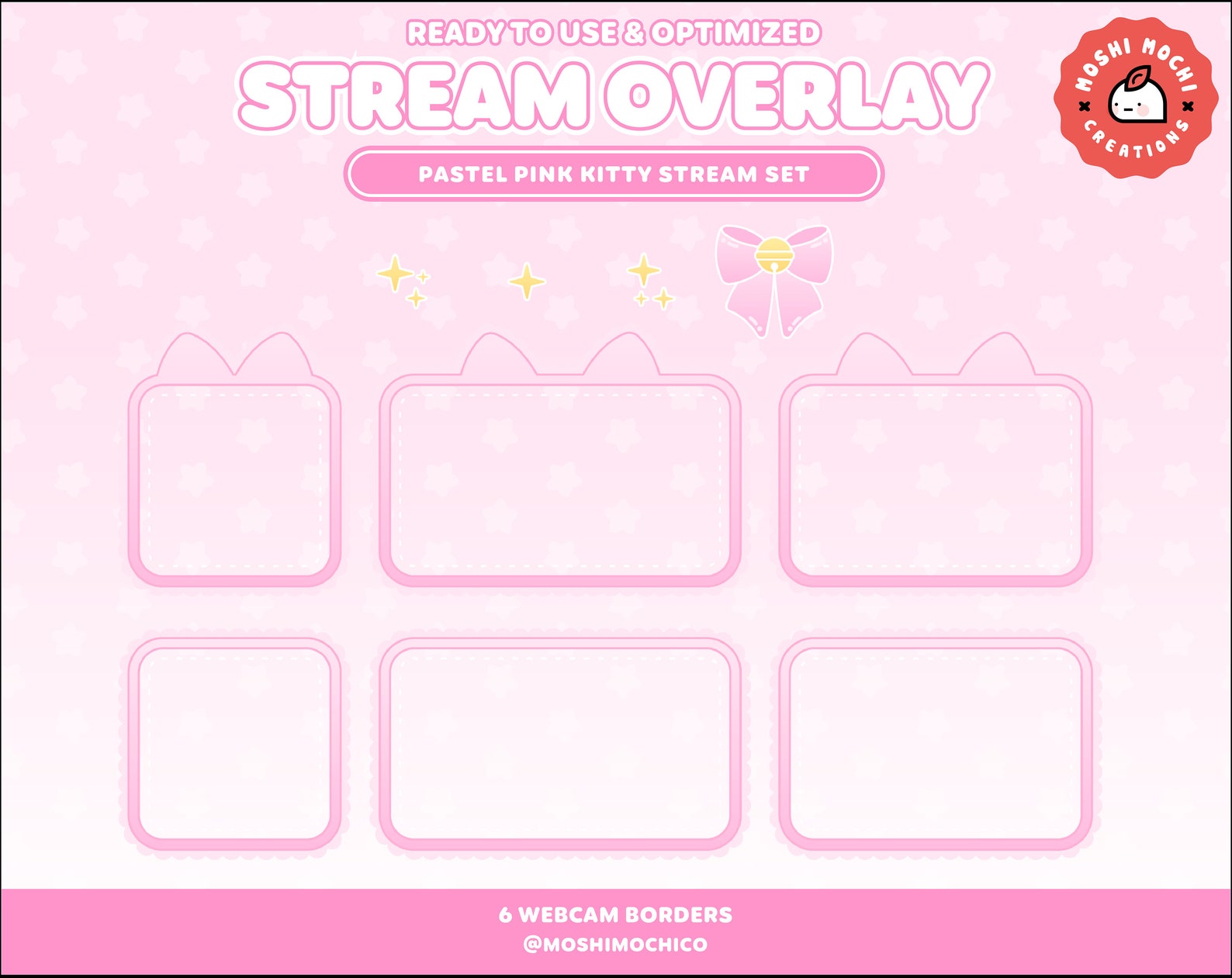 Pastel Kitty Overlay Set, Twitch Overlay, Custom Stream, Cute Aesthetic ...