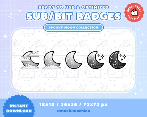 Twitch Moon Sub Badges / Bit Badges / Emotes / Cute Spooky - Etsy