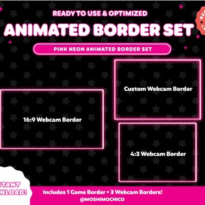Neon Pink Animated Twitch Border Set | Webcam Frame | Game Capture ...