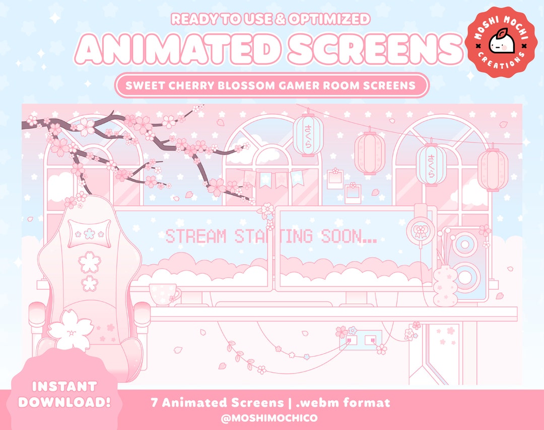 Animated Cherry Blossom Screens / Pastel Gamer Room / Light Theme ...