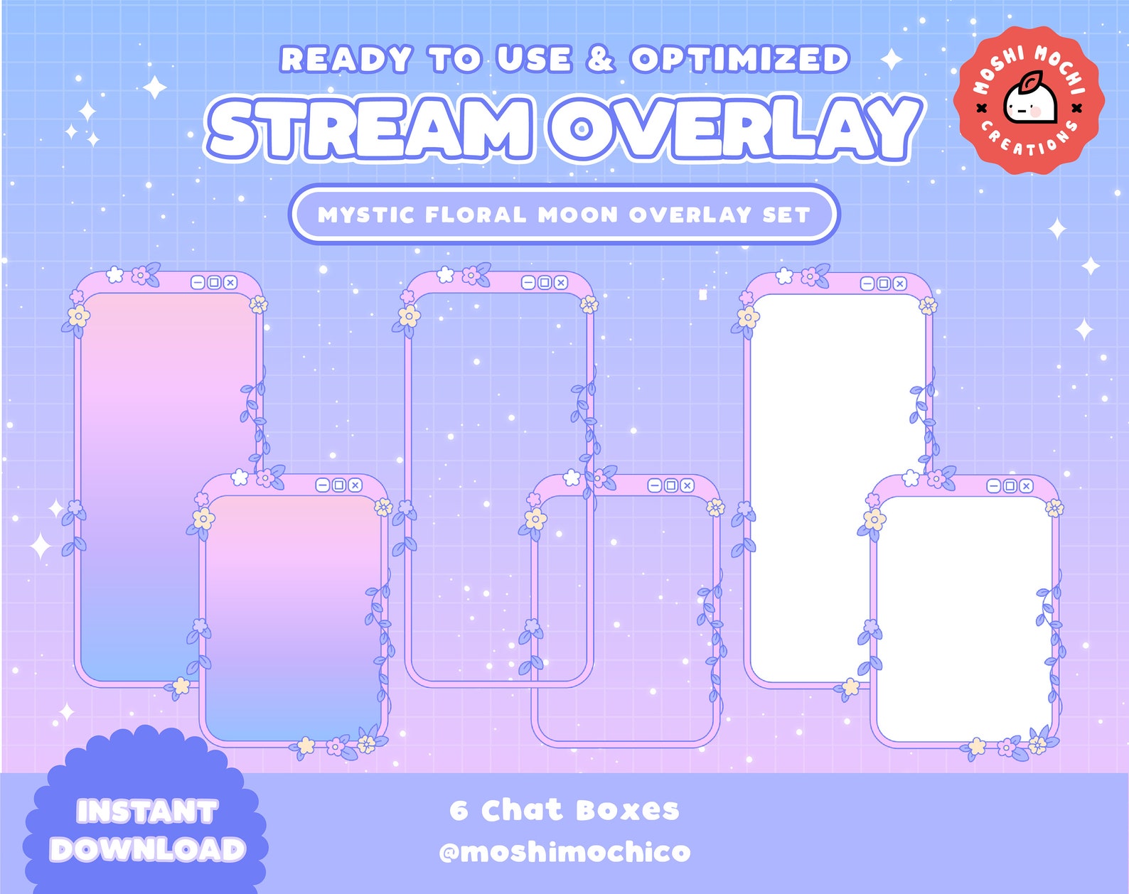 Mystic Stream Overlay Set for Twitch / Pastel Floral Kawaii / Galaxy ...