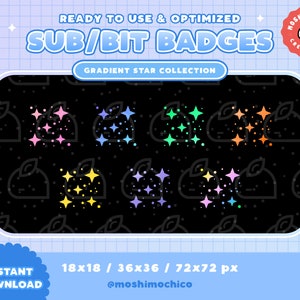 Twitch Sub Badges / Bit Badges / Emote - Gradient Sparkle Star ...