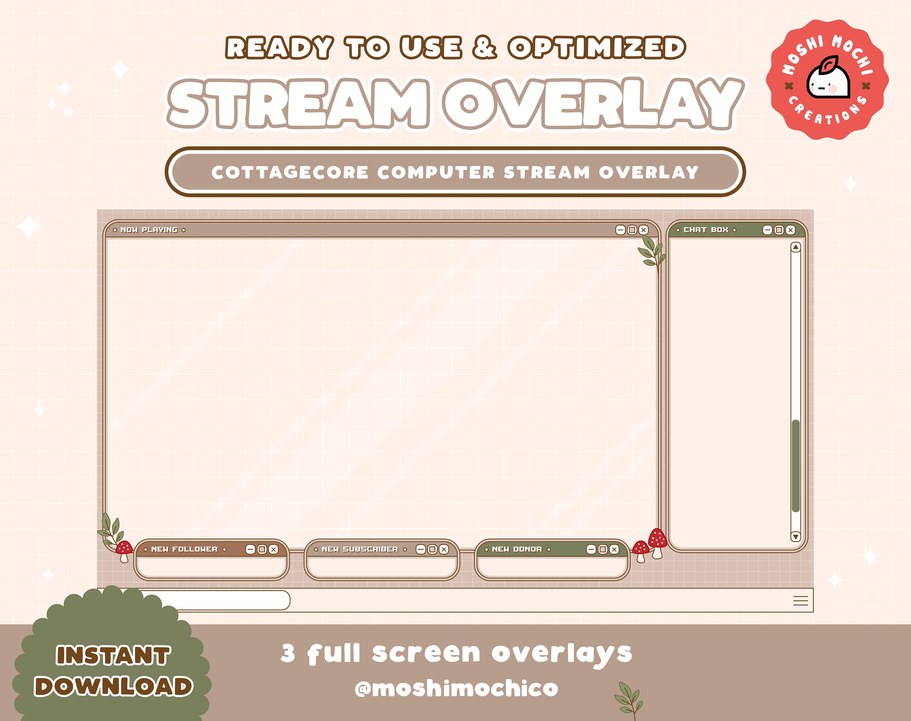 Twitch Cozy Cottagecore Computer Screen Stream Overlay Set / | Etsy