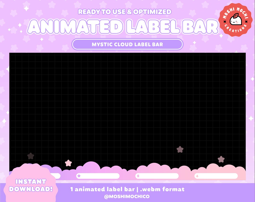Animated Stream Label Bar / Simple Purple Mystic Cloud Theme / Cute ...