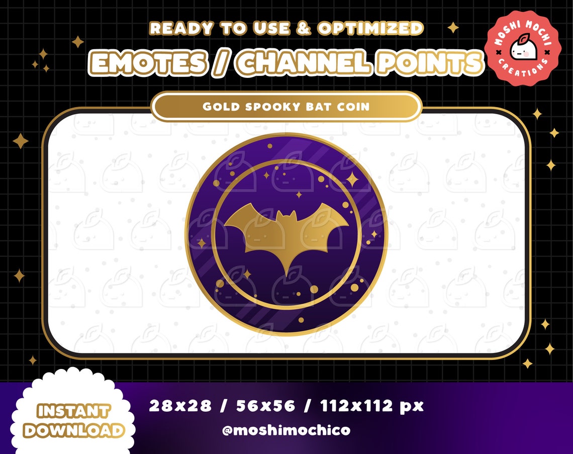 Spooky Bat Coin Channel Point for Twitch / Emote / Halloween Badges ...