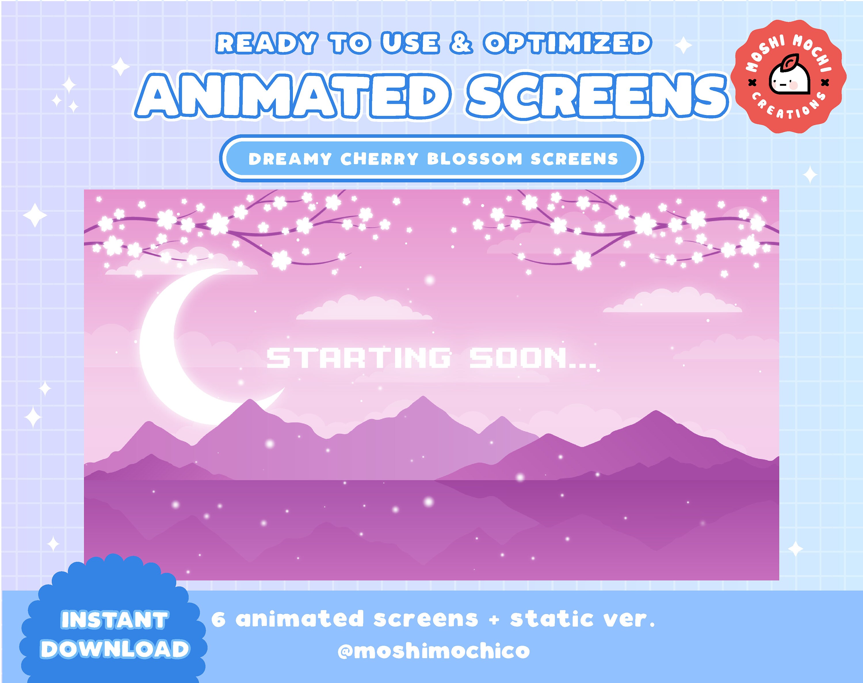 ANIMATED Twitch Cute Pastel Dreamy Cherry Blossom Screens / | Etsy