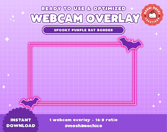 Spooky Neon Bat Webcam Overlay / Halloween Webcam Border / - Etsy