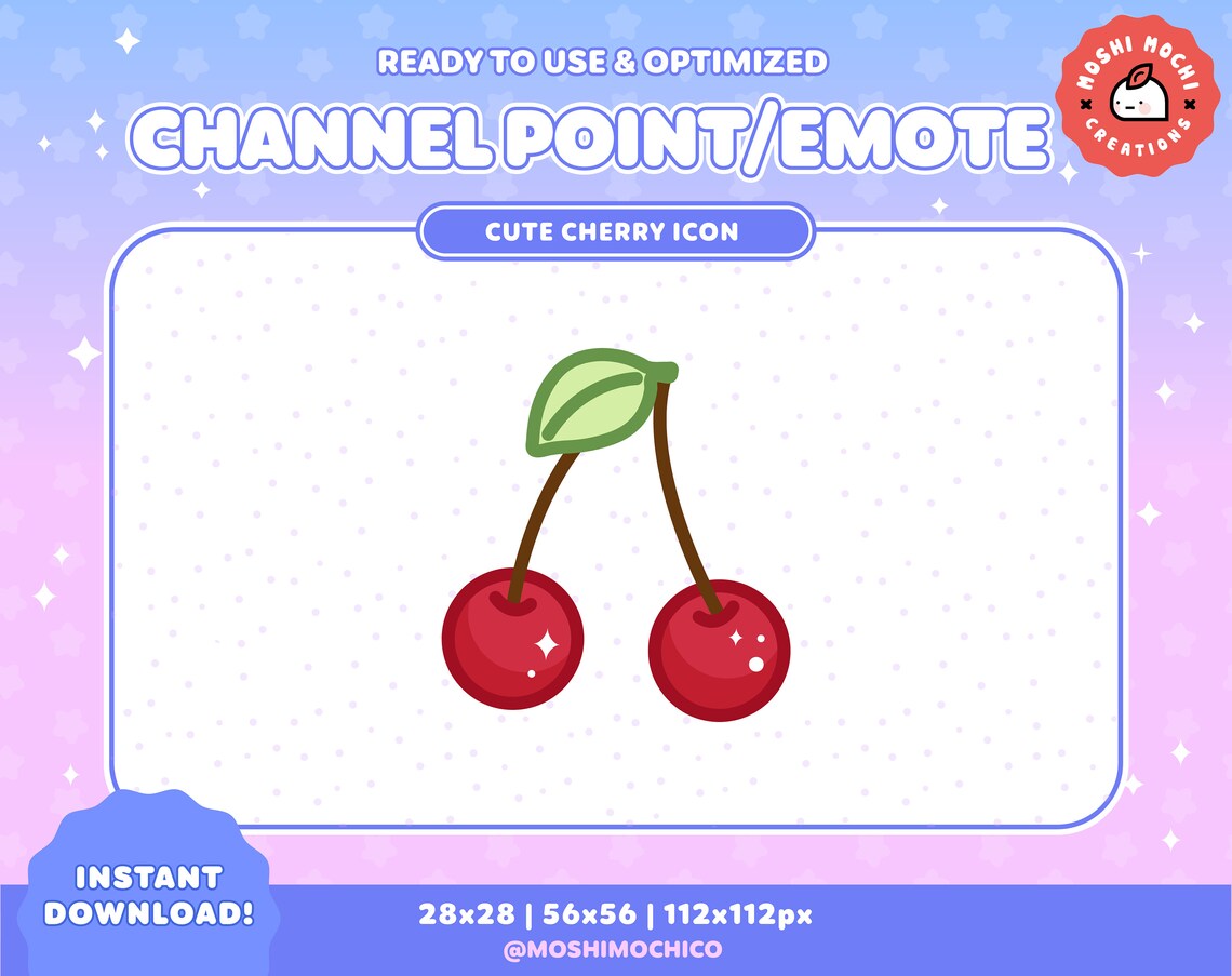 Twitch Cherry Fruit Emote / Channel Points / Badges / Kawaii / - Etsy