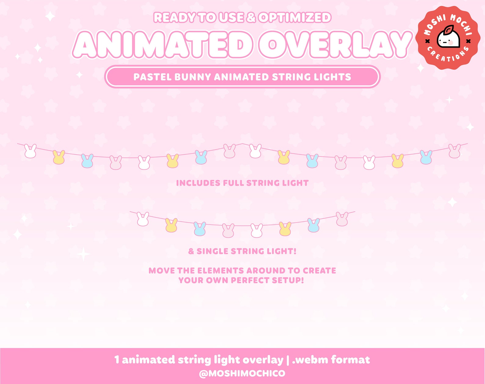 Animated Bunny Light Overlay Pastel Easter Theme Cute | Etsy