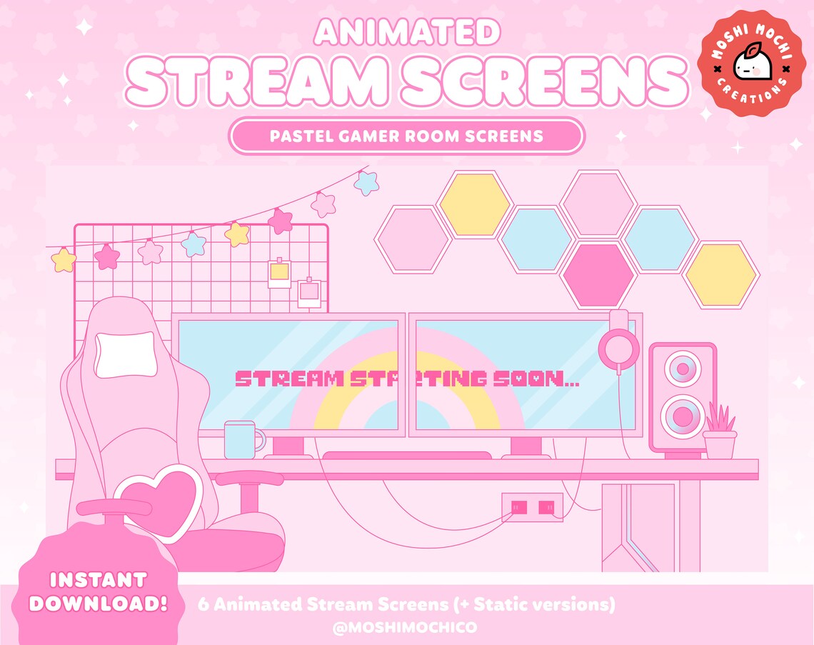 Animated Pink Gamer Room Screens / Pink Scenes / Cute - Etsy