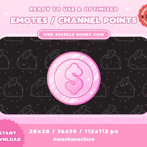 Twitch Pink Money Coin Emote / Dollar Sign Channel Point / Badges ...