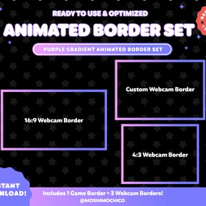 Animated Purple Stream Border Set | Webcam Frame | Game Capture Border ...