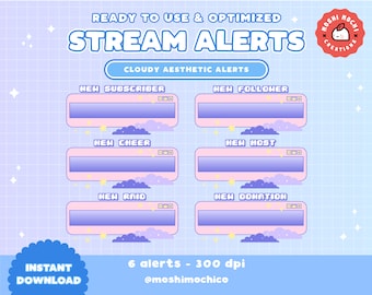 6x Twitch Cute Pink Sparkle Kitty Static Alerts / New Follower | Etsy