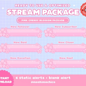 Twitch Cute Pastel Pink Cherry Blossom Flower Stream Package Overlay ...