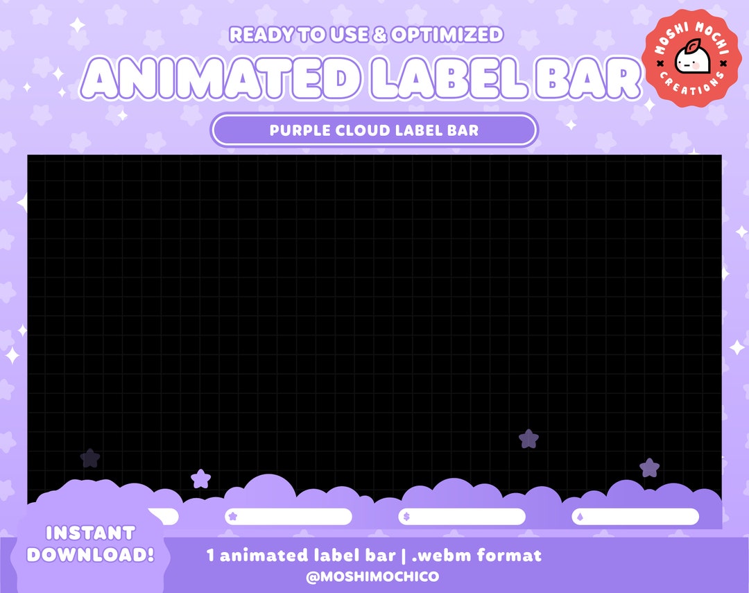 Animated Stream Label Bar / Purple Cloud Theme / Cute Aesthetic ...