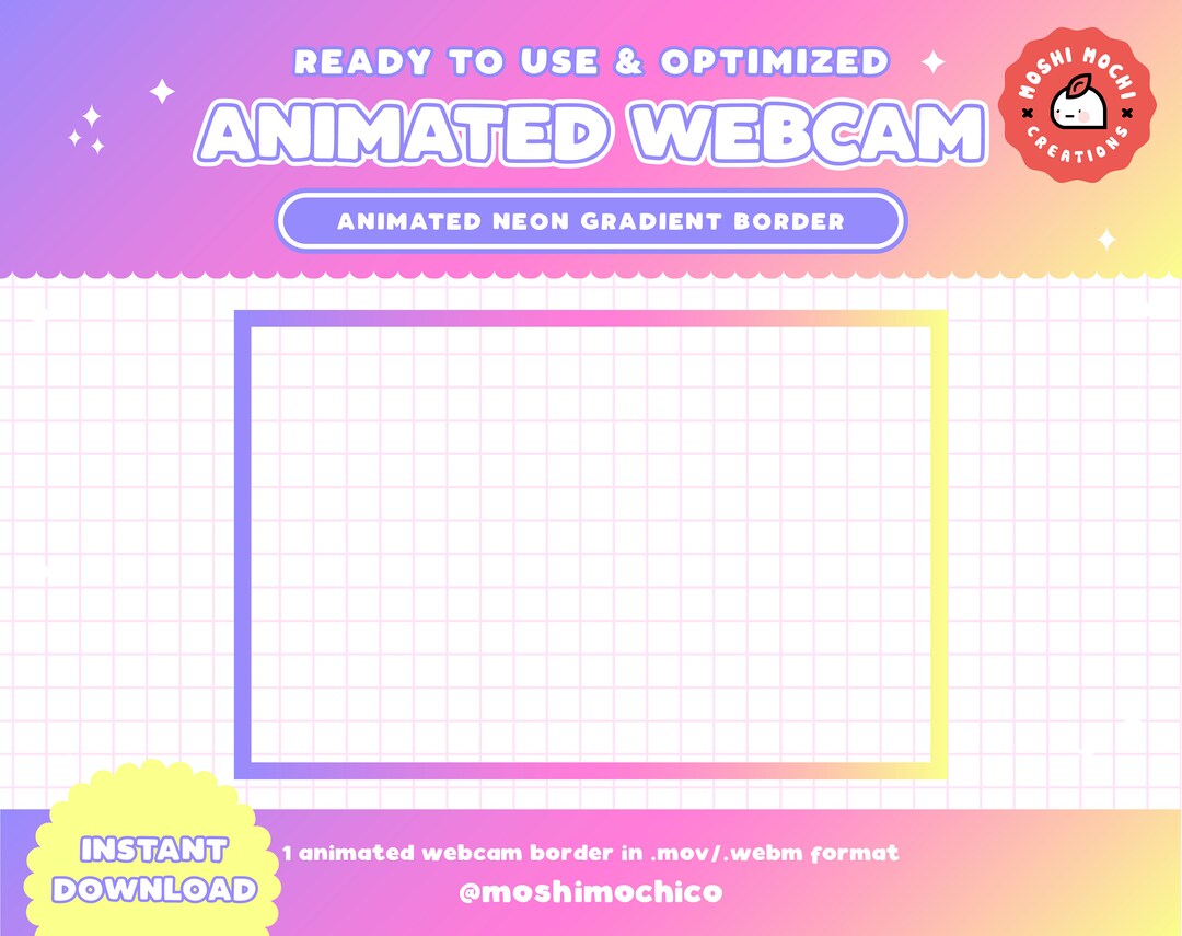 Twitch Animated Neon Pastel Pink Purple Yellow Webcam Border Frame ...