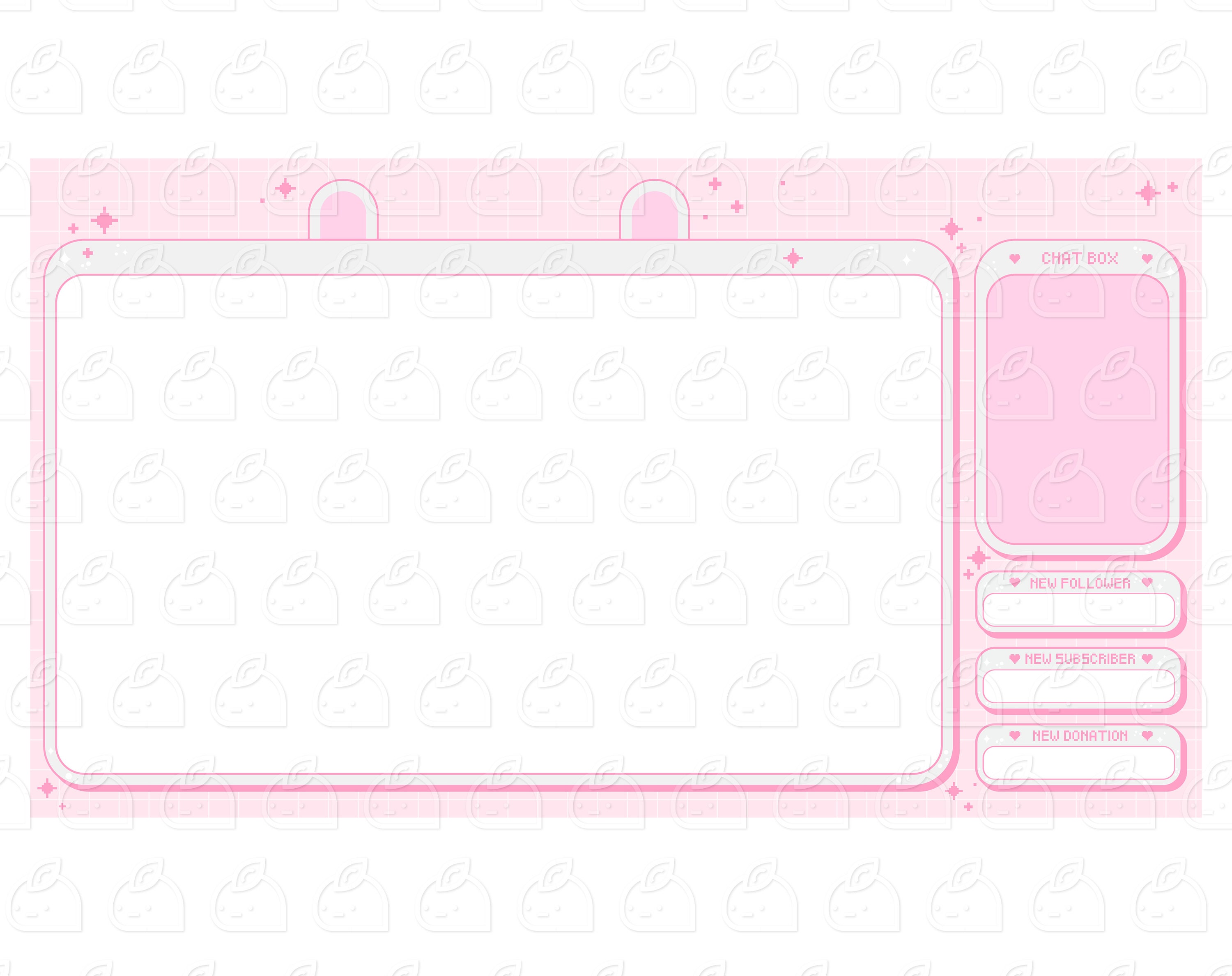 3x Twitch Cute Pink Bunny Full Screen Overlay / Streamer - Etsy