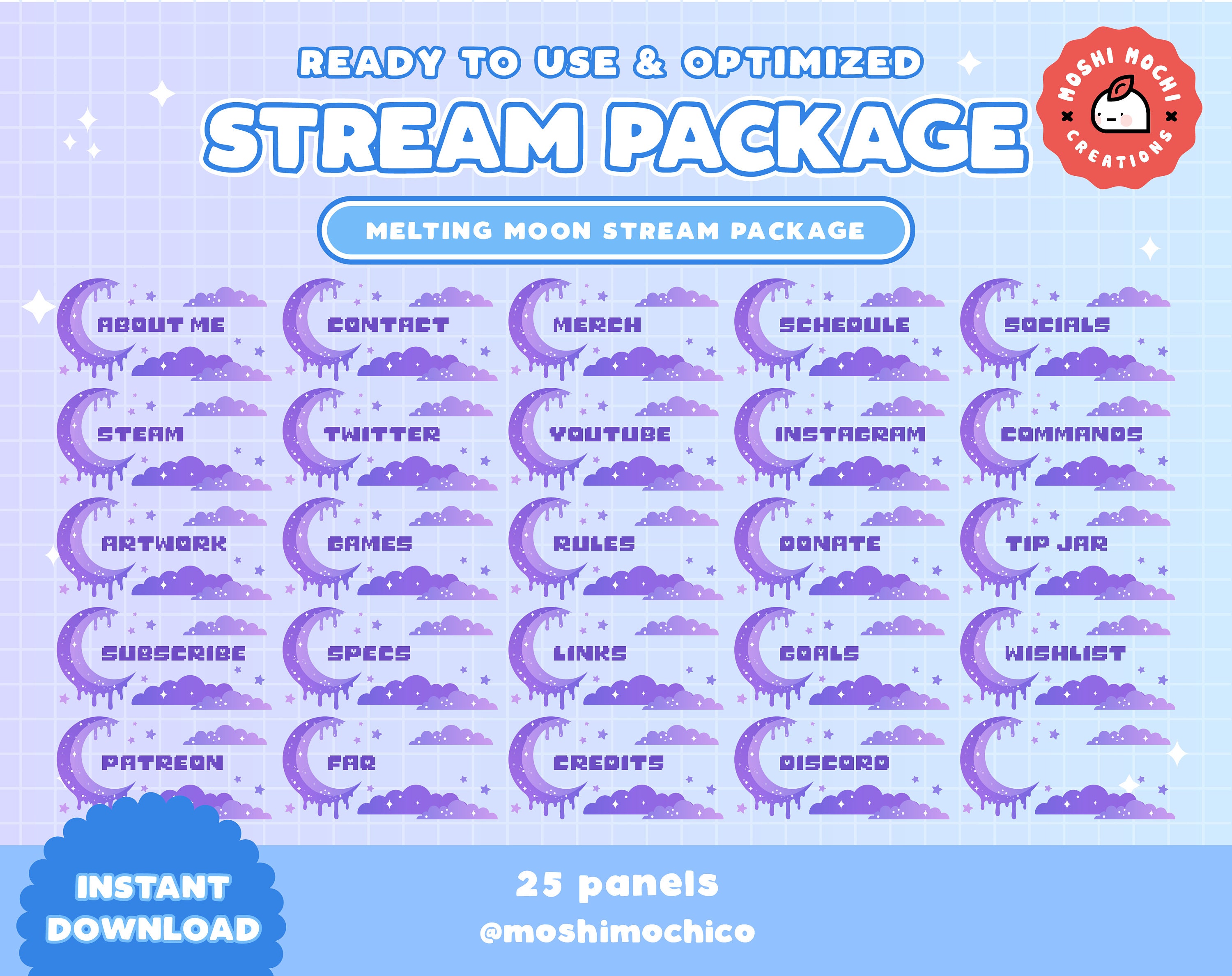 Twitch Stream Package - Spooky Melting Moon Overlay / Streamer Graphics ...