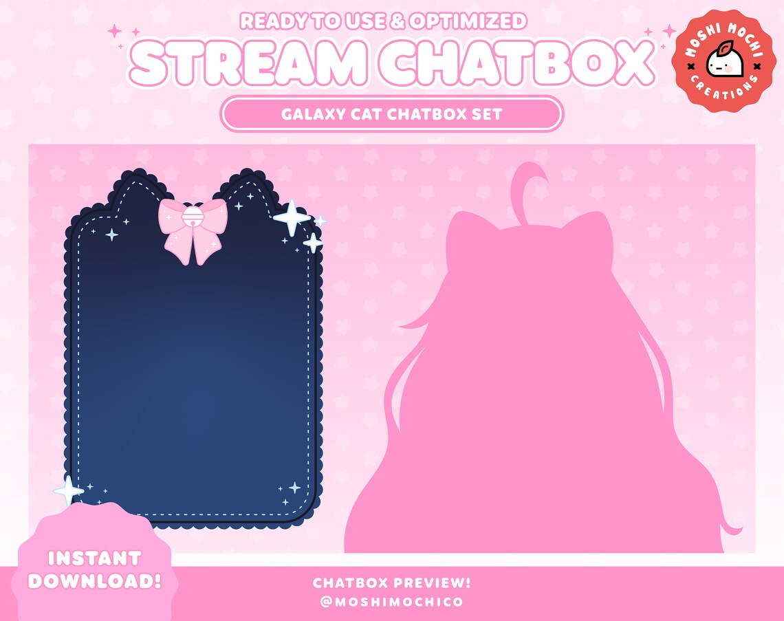 Galaxy Cat Chat Box for Twitch Custom Stream Overlay Cute - Etsy