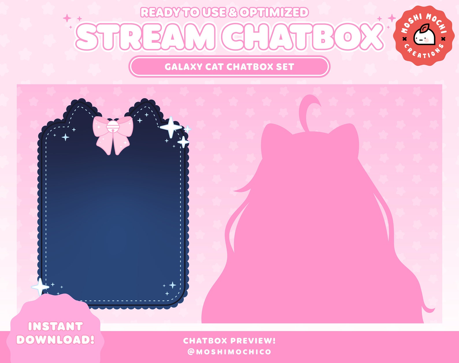 Galaxy Cat Chat Box for Twitch, Custom Stream Overlay, Cute Aesthetic ...