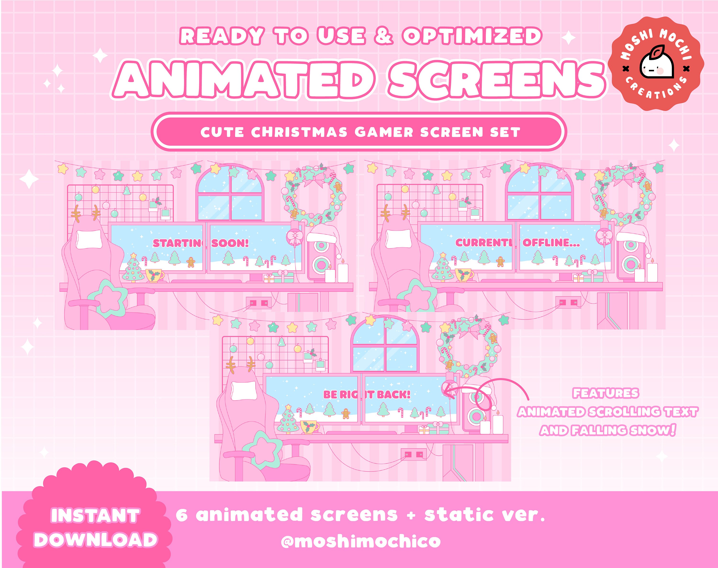 Animated Christmas Gamer Room Screens / Xmas Scenes / Cute - Etsy