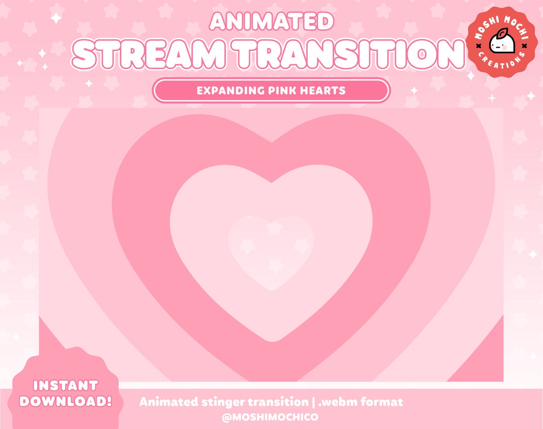 Cute Heart Stinger Transition for Twitch, Custom Animated Overlay, Cute ...