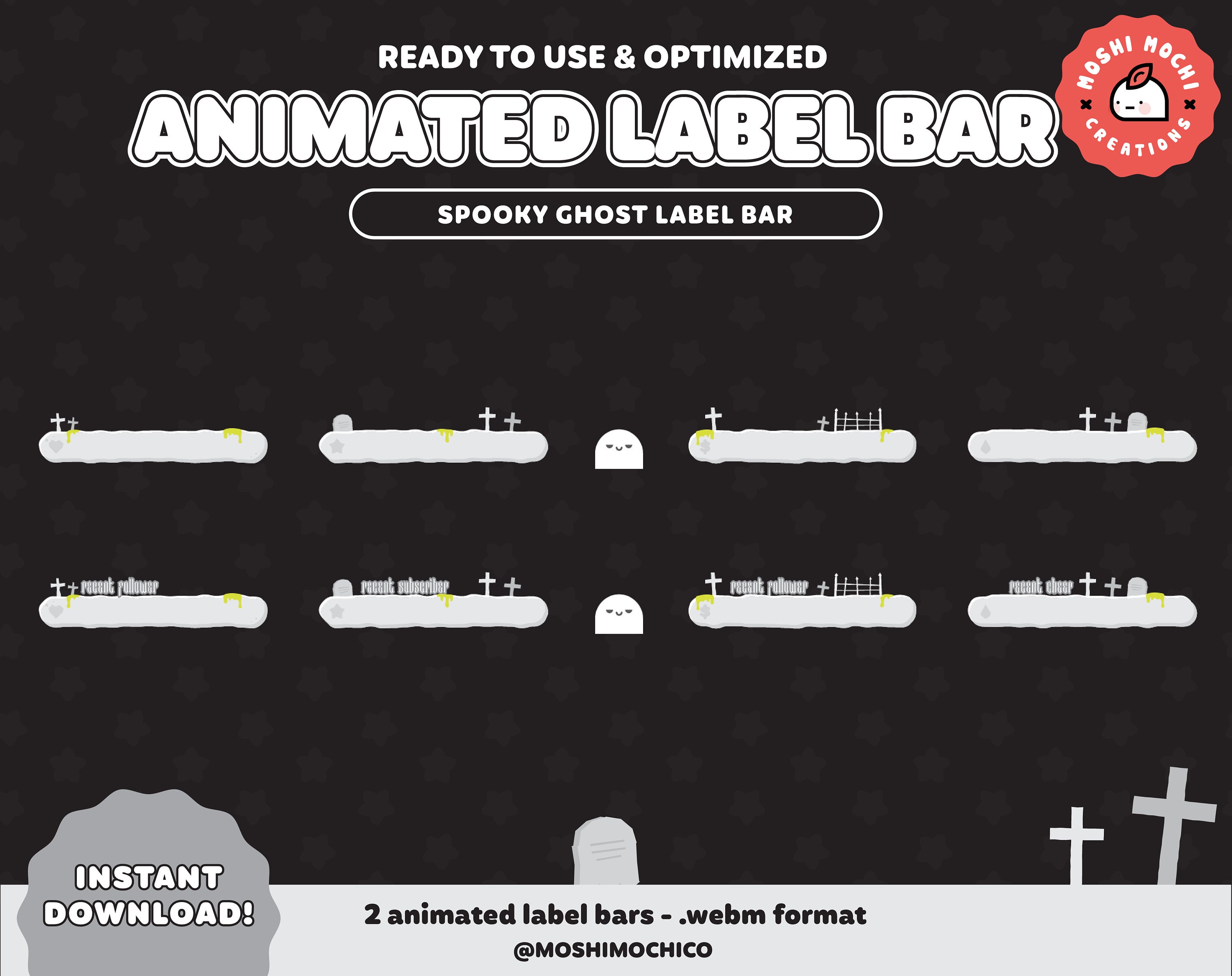 Spooky Ghost Animated Label Bar for Twitch / Halloween Theme / Creepy ...