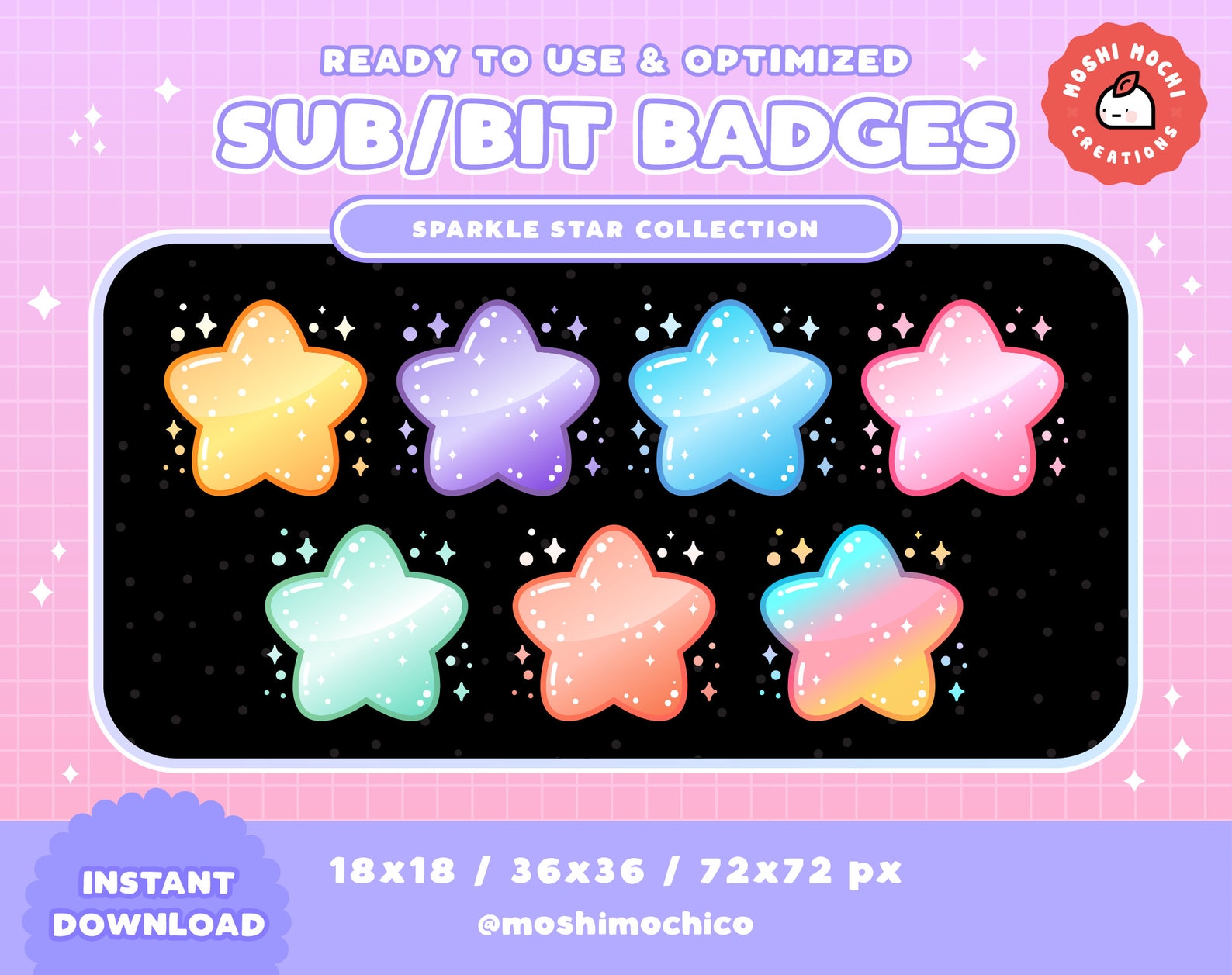 Twitch Sparkling Star Sub Badges / Bit Badges / Dreamy Sky Collection ...