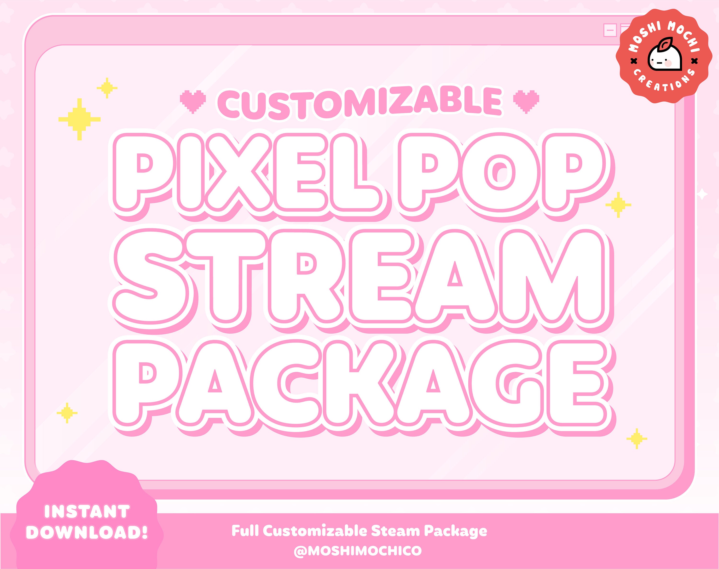 Customizable Animated Stream Package for Twitch, Overlay, Pink Computer ...