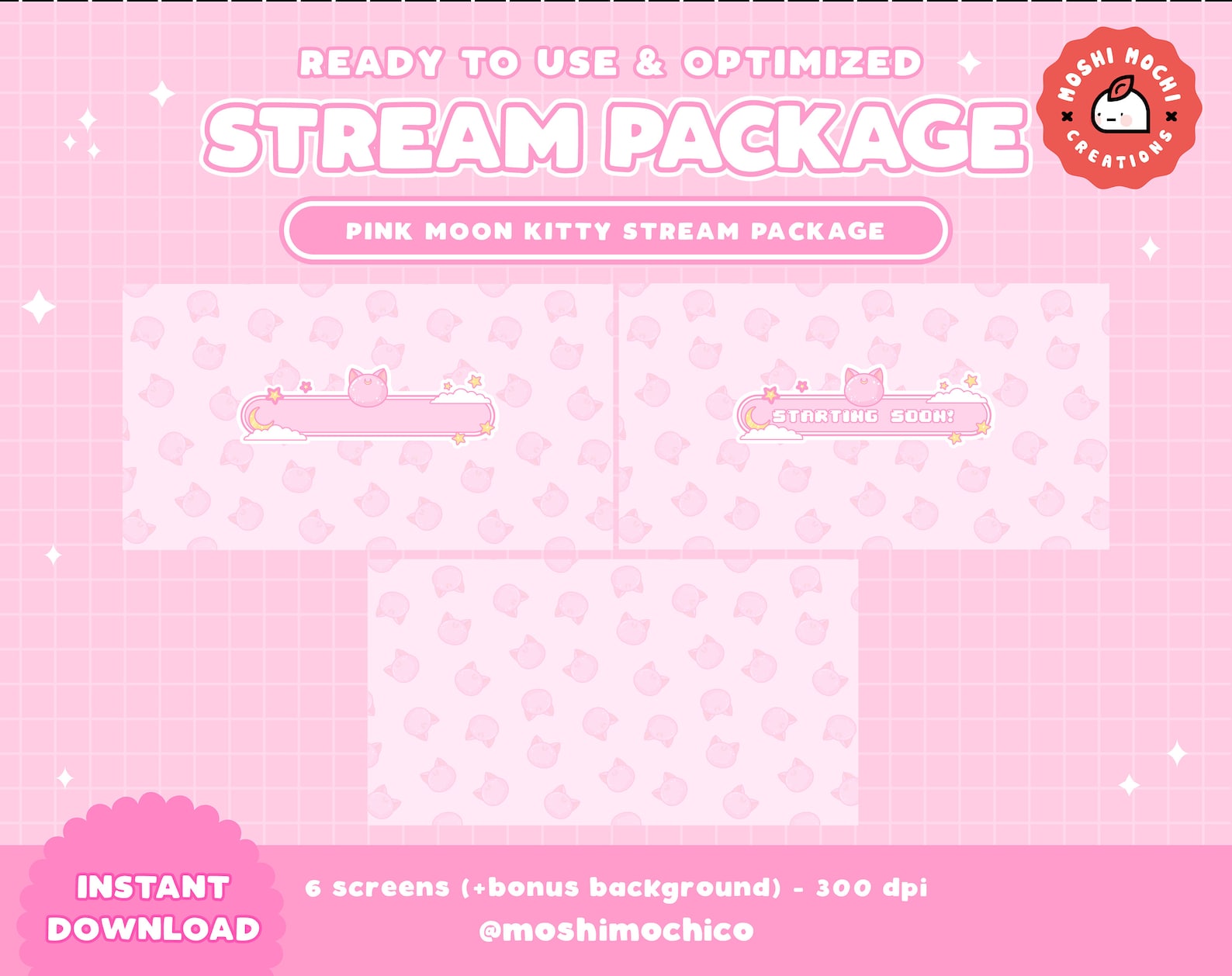 Pink Moon Kitty Stream Package Twitch Overlay Stream - Etsy