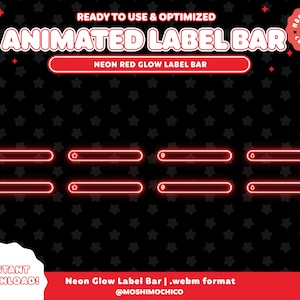 Neon Red Label Bar for Twitch / Animated Simple Aesthetic Overlay ...