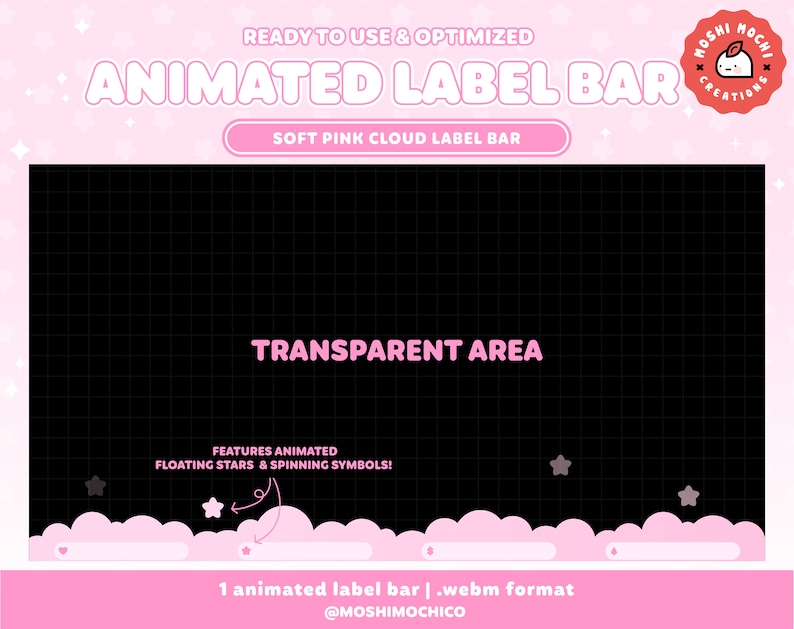Animated Stream Label Bar / Pastel Pink Cloud Theme / Cute - Etsy