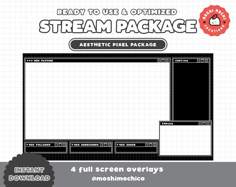 Twitch Aesthetic Black and White Pixel Computer Screen Stream - Etsy
