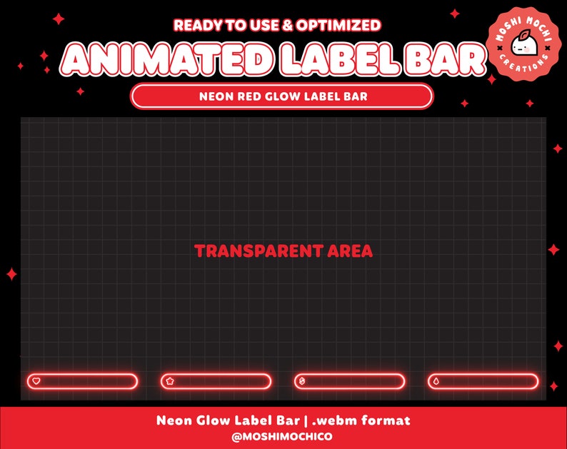 Neon Red Label Bar for Twitch / Animated Simple Aesthetic - Etsy