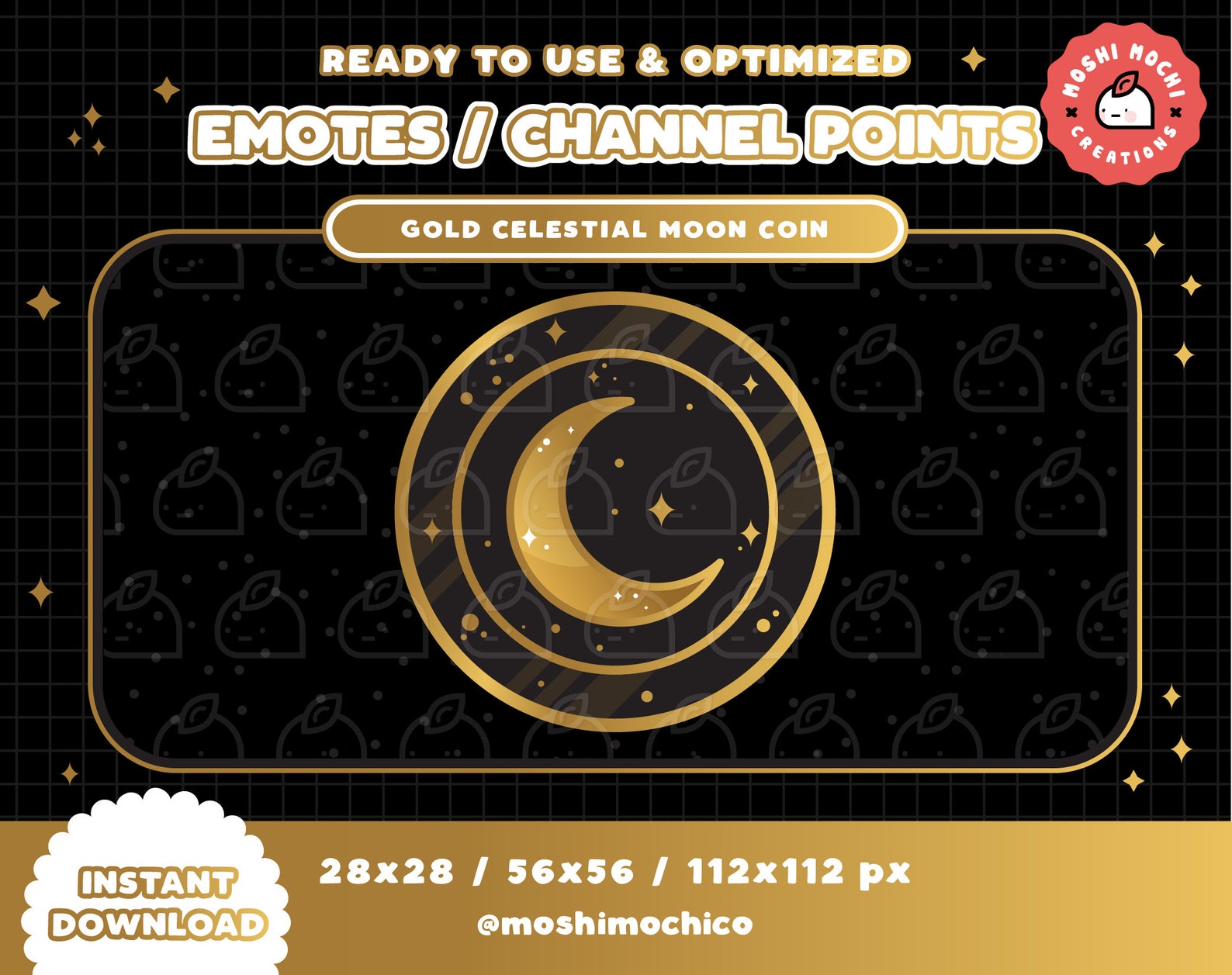 Celestial Gold Moon Coin Channel Point / Emote / Badges / - Etsy