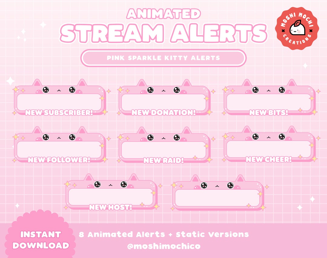 Animated Twitch Alerts Cute Sparkle Kitty Theme Cat Stream New Follower ...