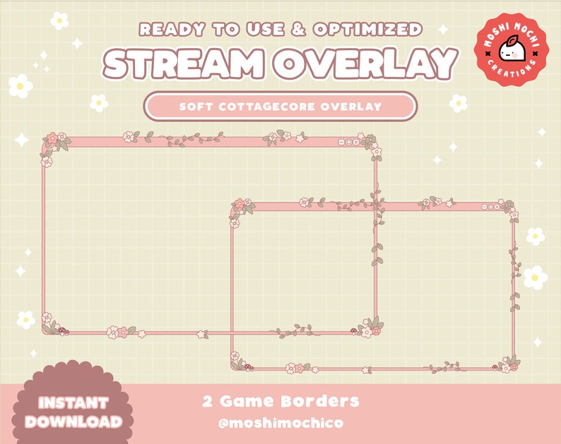 Cottagecore Stream Overlay Set for Twitch / Cozy Floral Kawaii / Forest ...