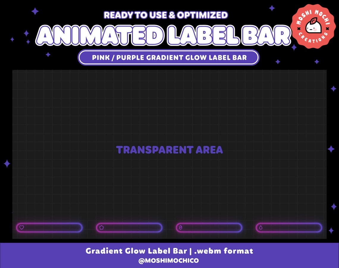Gradient Glow Label Bar for Twitch / Animated Simple Aesthetic Overlay ...