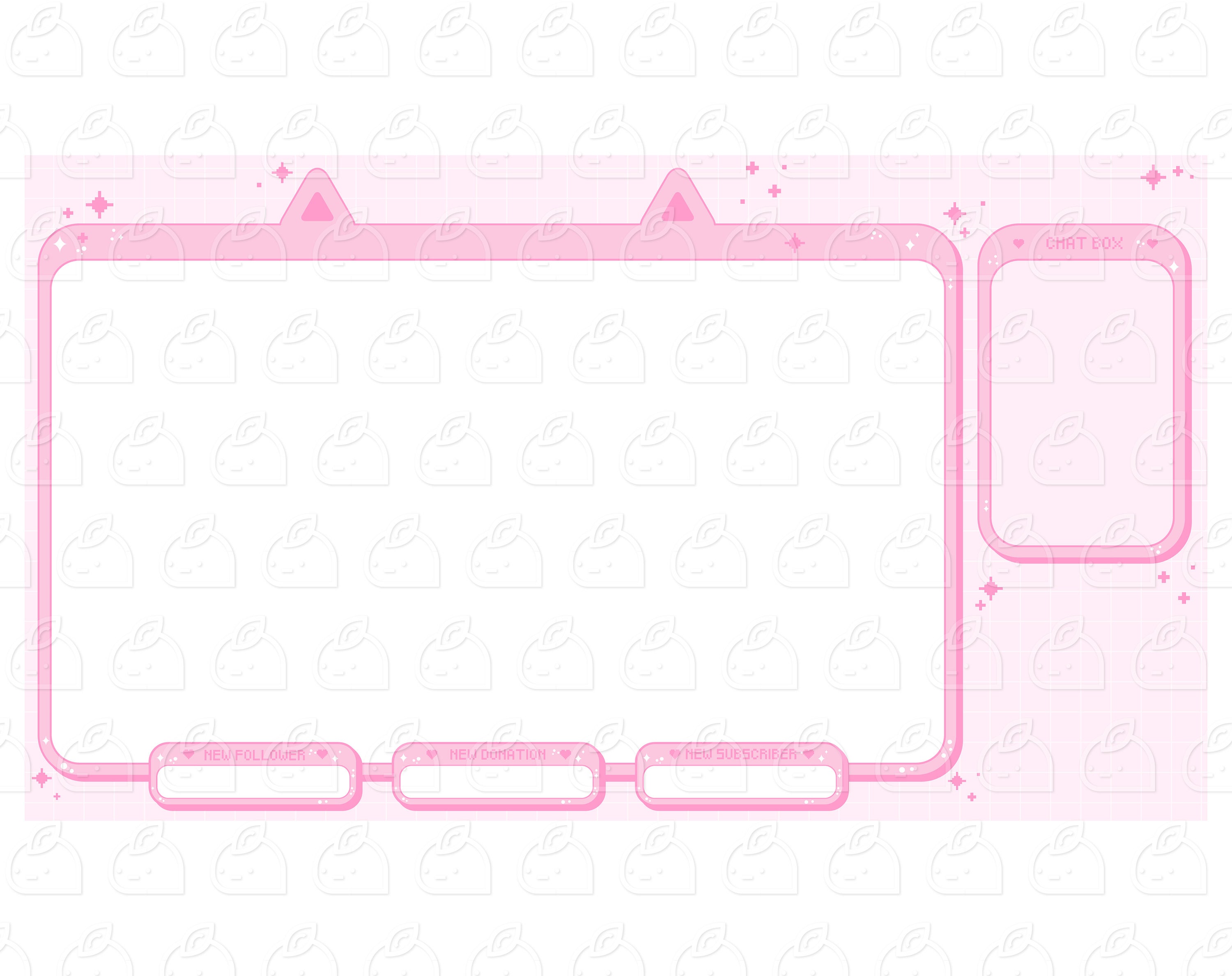 3x Twitch Cute Pink Kitty Cat Full Screen Overlay / Streamer Graphics ...
