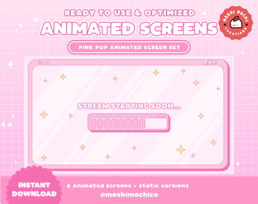 Animated Twitch Stream Screens / Pink Pastel Computer Aesthetic ...