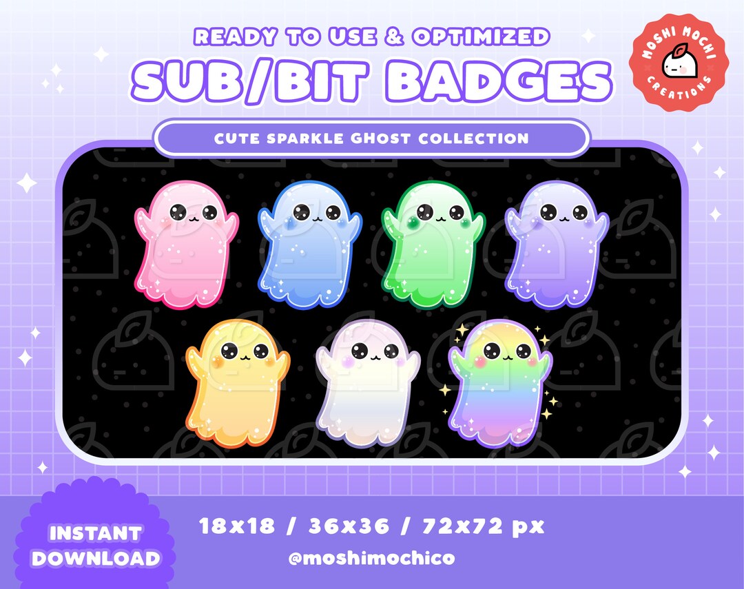 Cute Ghost Twitch Sub Badges / Bit Badges / Emotes / Halloween / Kawaii ...