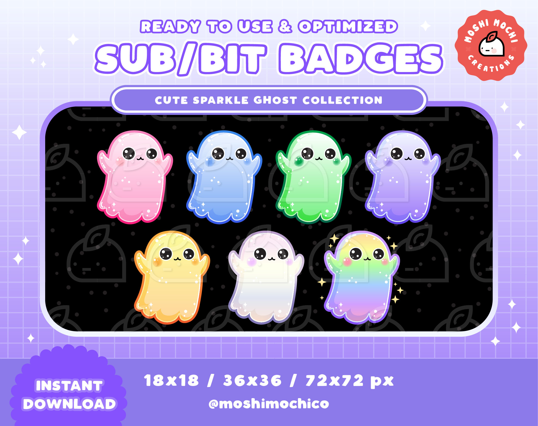 Cute Ghost Twitch Sub Badges / Bit Badges / Emotes / Halloween | Etsy