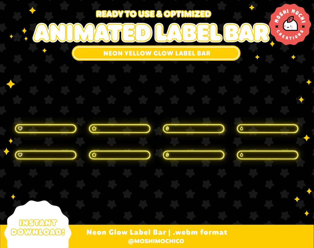 Neon Yellow Label Bar for Twitch / Animated Simple Aesthetic Overlay ...
