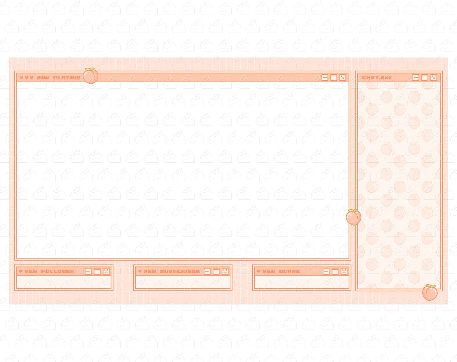 Twitch Aesthetic Pixel Peach Fruit Computer Screen Overlay / Streamer ...