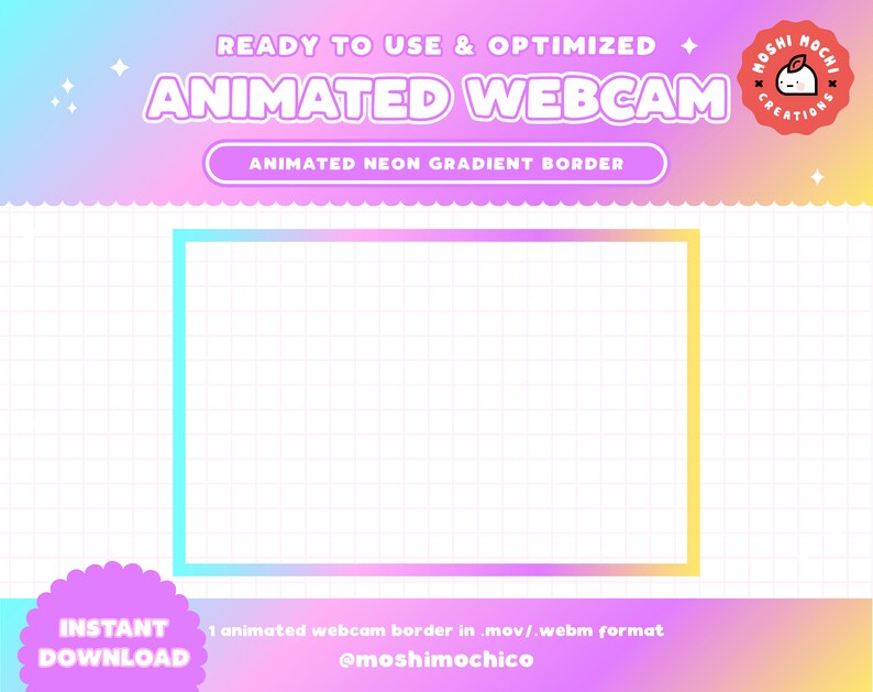 Twitch Animated Iridescent Bright Rainbow Webcam Border Frame | Etsy