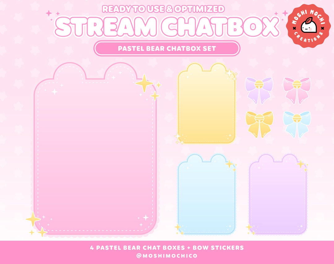 Pastel Bear Chat Box for Twitch, Custom Stream Overlay, Cute Aesthetic ...