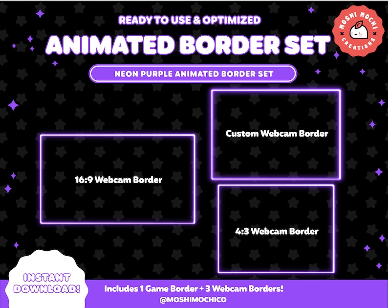 Neon Purple Animated Twitch Border Set Webcam Frame Game - Etsy Canada