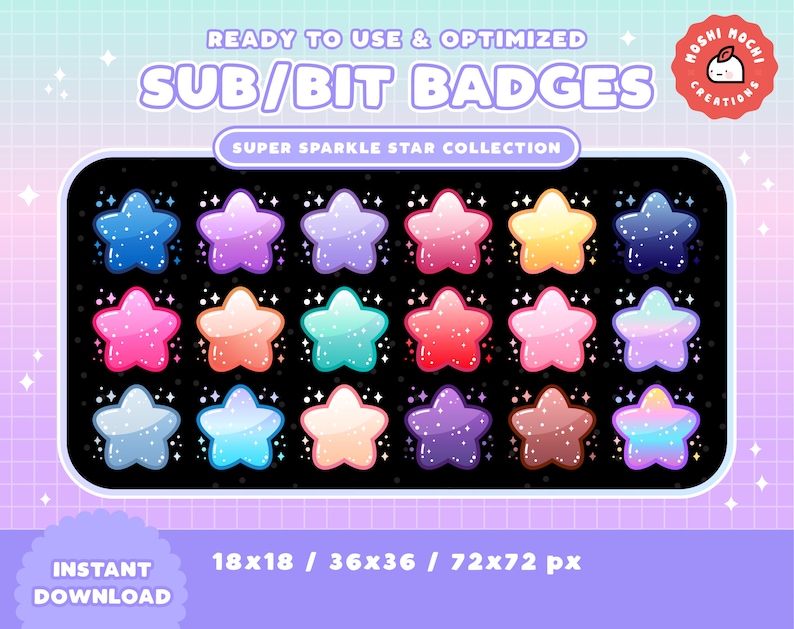 Twitch Sparkling Star Sub Badges / Bit Badges / Stream Setup / Discord ...