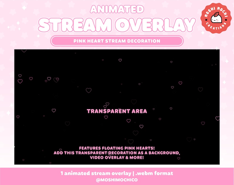 Animated Pink Heart Stream Add-on / Stream Decoration / Calming Cute ...